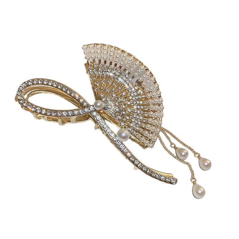 Clema par, Metal/Cristale/Perle, 6x11 cm, Auriu - eMAG.ro