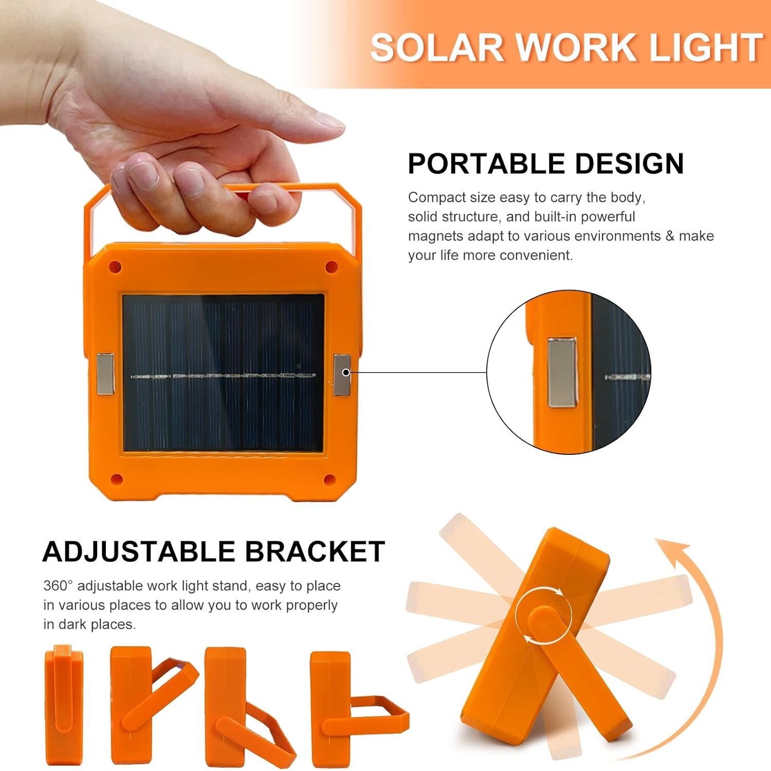 Proiector solar portabil de lucru cu LED, LLWL, Plastic, 60W/4000mAh ...