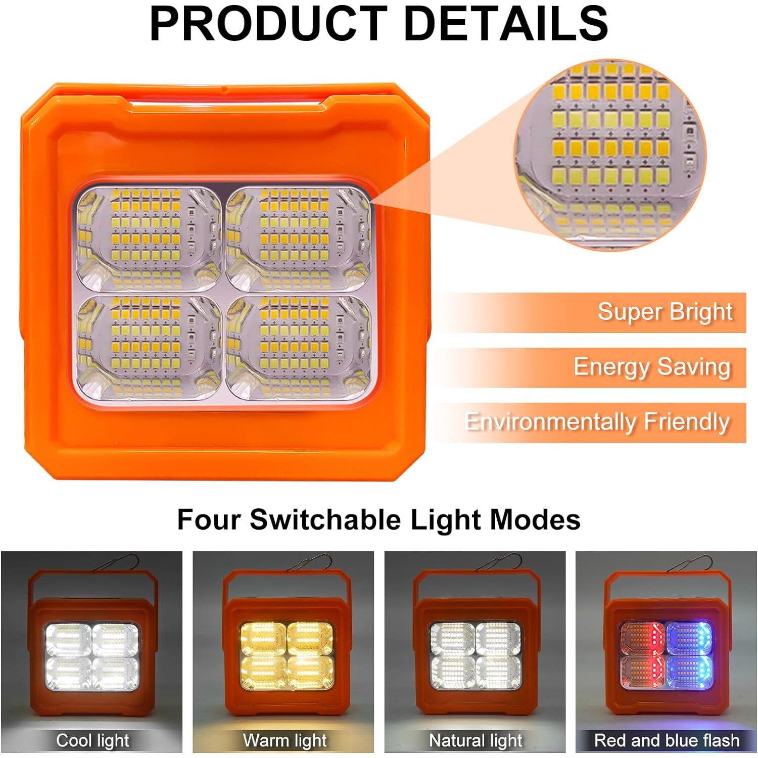 Proiector solar portabil de lucru cu LED, LLWL, Plastic, 60W/4000mAh ...