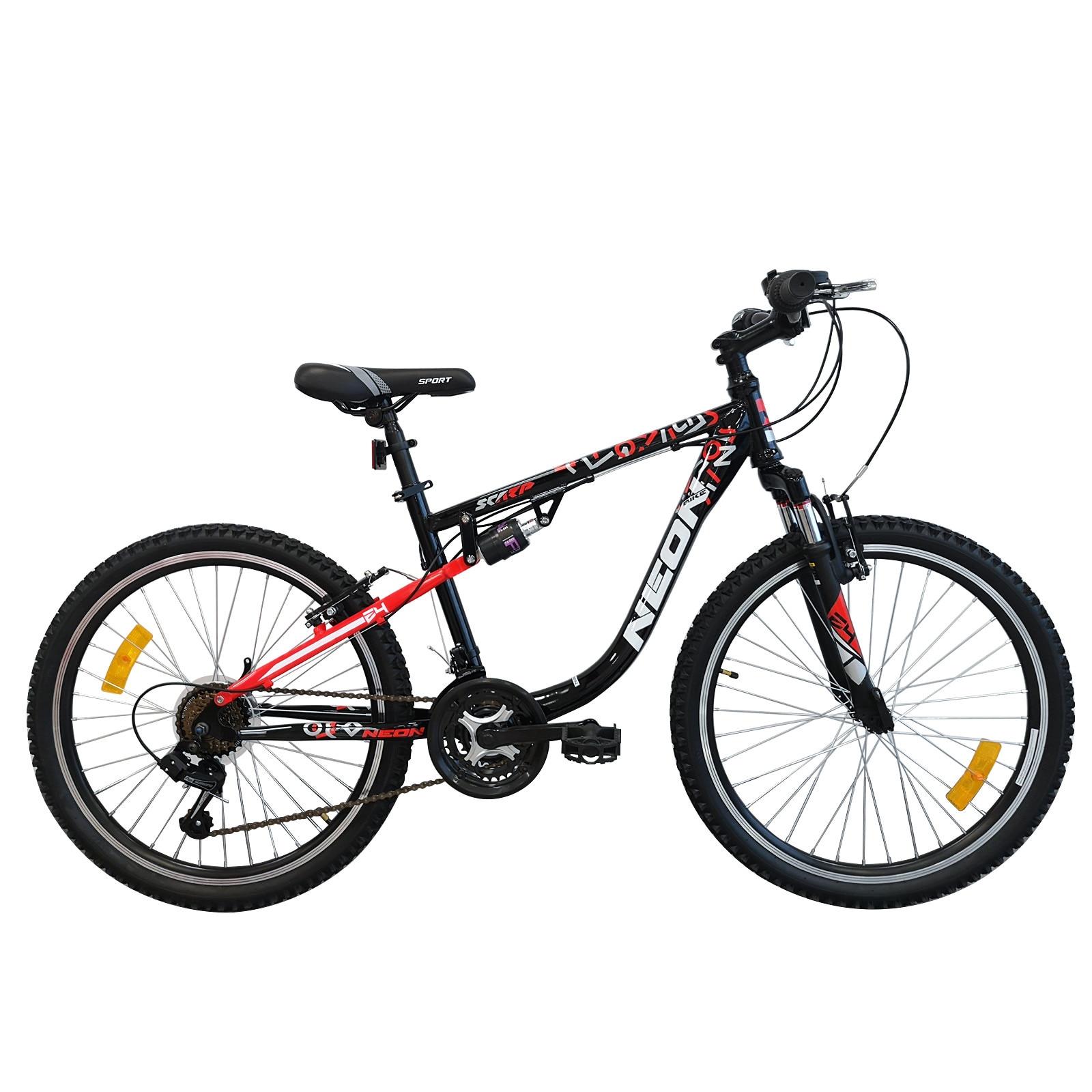 Велосипед MTB Neon Bike Scarp 24", Черен, Двойно окачване - eMAG.bg