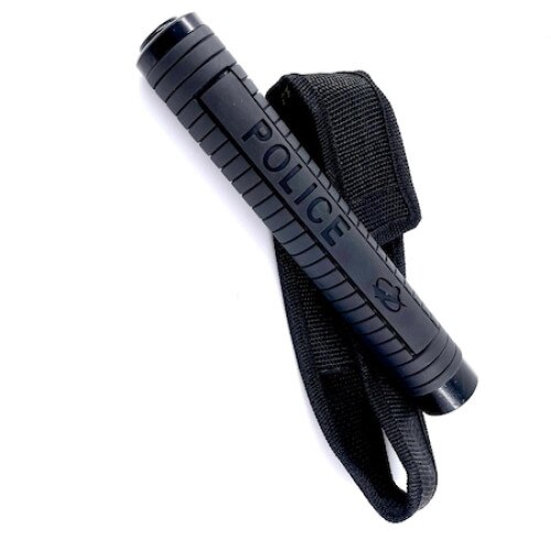 Baston Telescopic Police 65 cm negru cu maner invelit in cauciuc, husa ...
