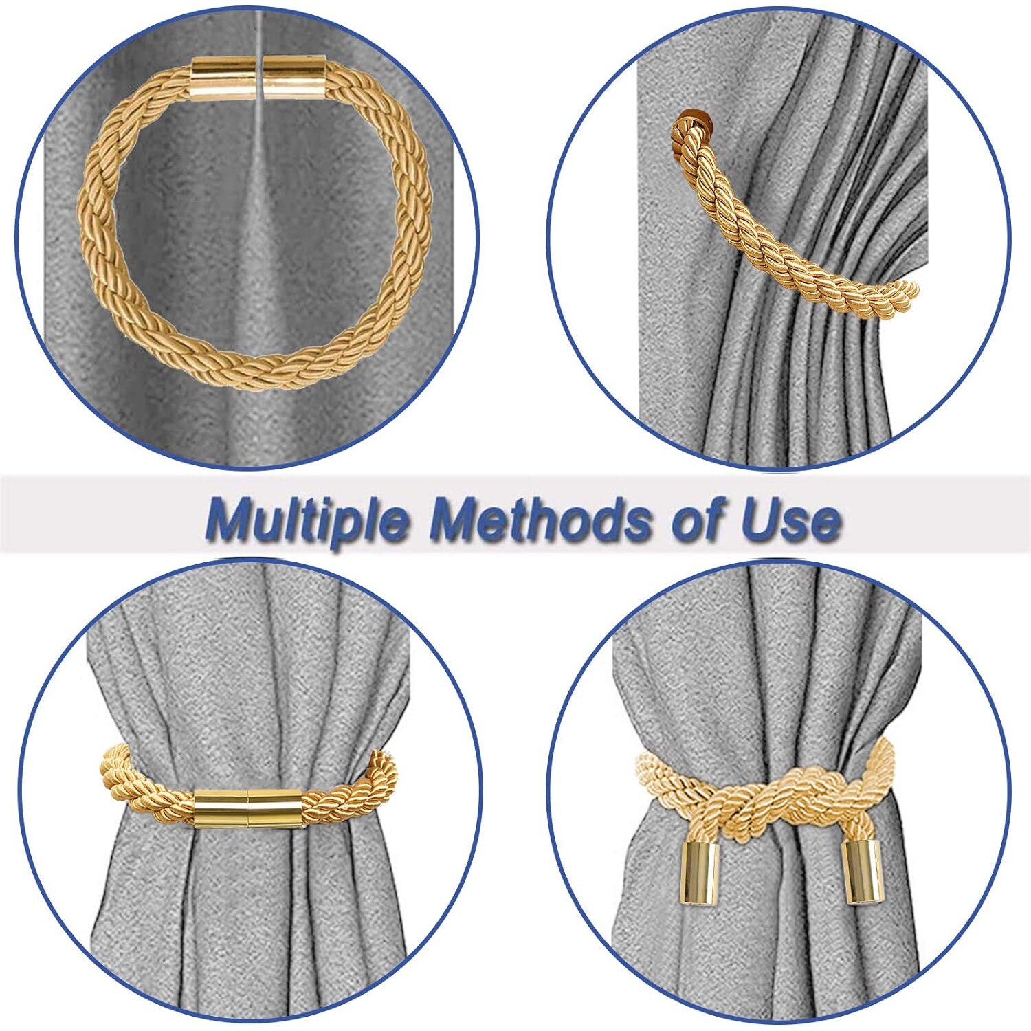 Set 4 clipsuri magnetice pentru draperii, LLWL, Metal, Auriu - eMAG.ro