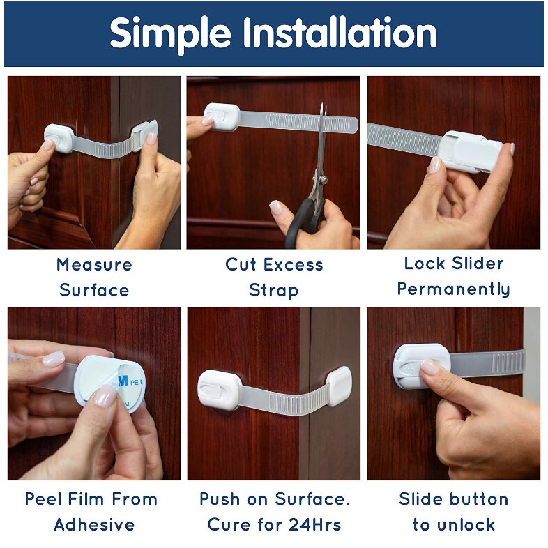 Set 12 inchizatori de usi pentru copii, LLWL, Alb - eMAG.ro