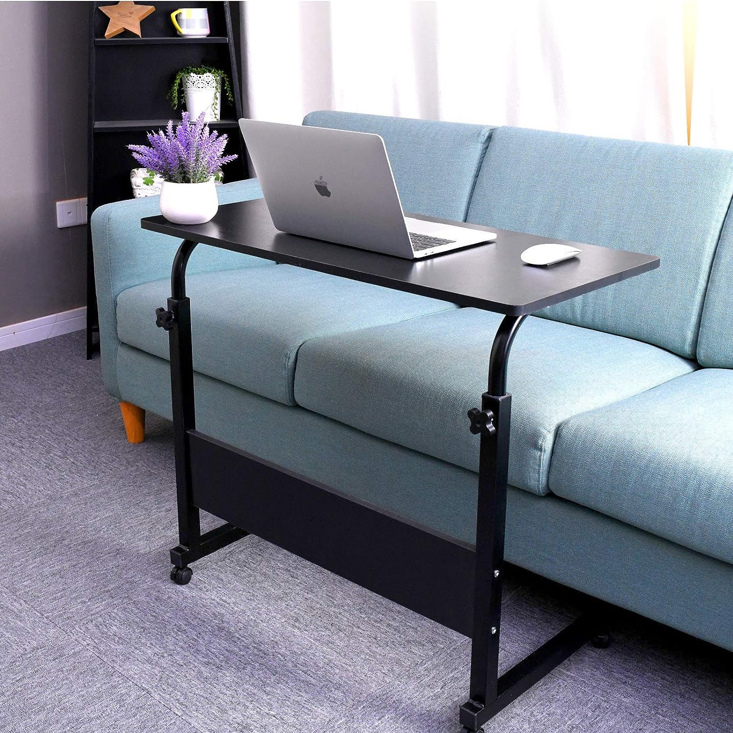 Birou portabil cu roti, reglabil pe inaltime, blat neted 80cm x 40 cm ...