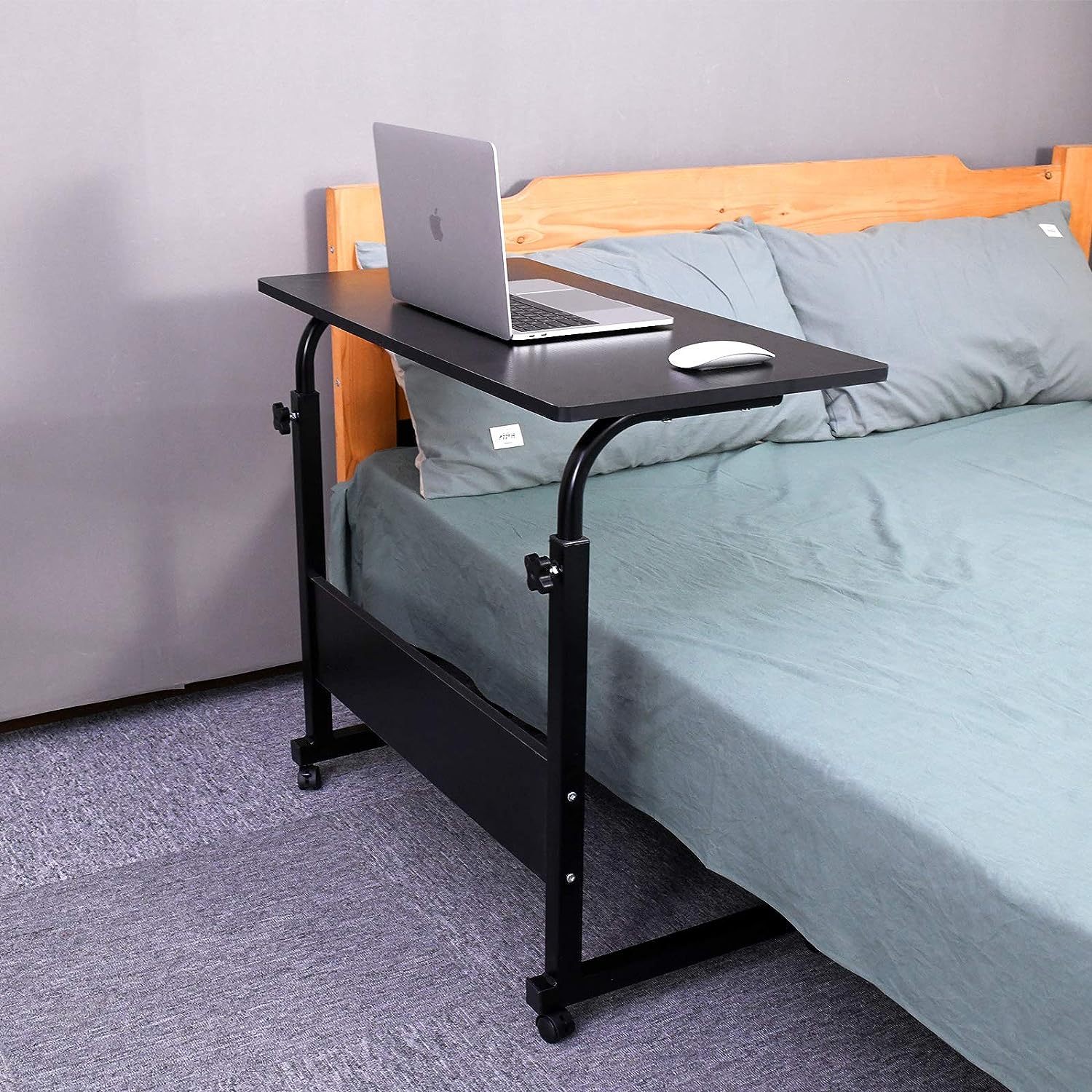 Birou portabil cu roti, reglabil pe inaltime, blat neted 80cm x 40 cm ...