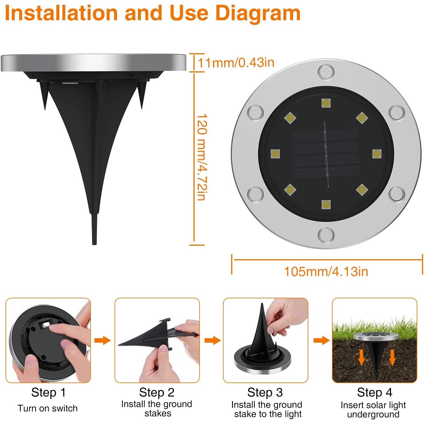Lumina solara pentru gradina, LLWL, 8 LED-uri, IP65, Argintiu - eMAG.ro