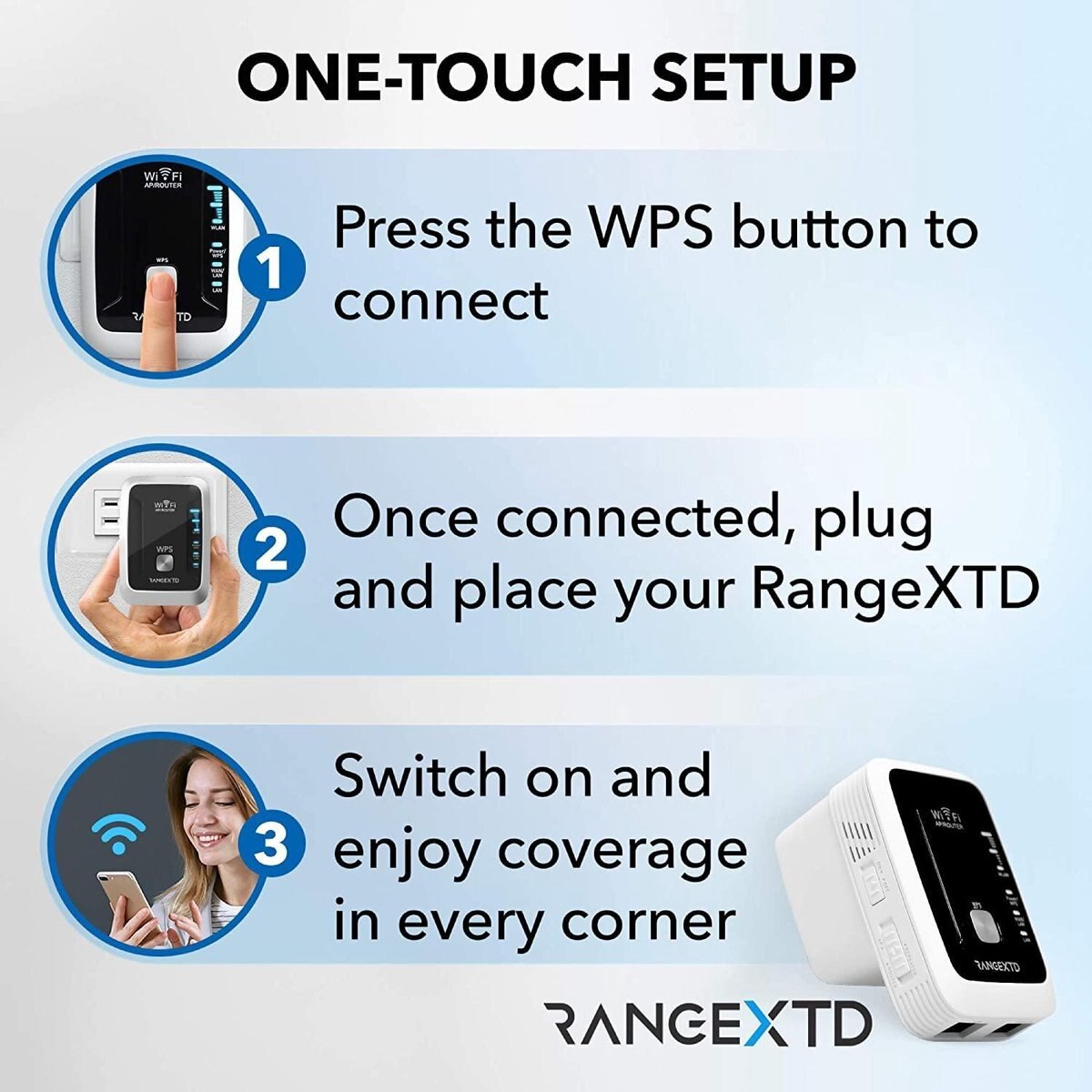 Усилвател на безжичен сигнал, разширител на обхват WIFI мрежа RangeXTD ...