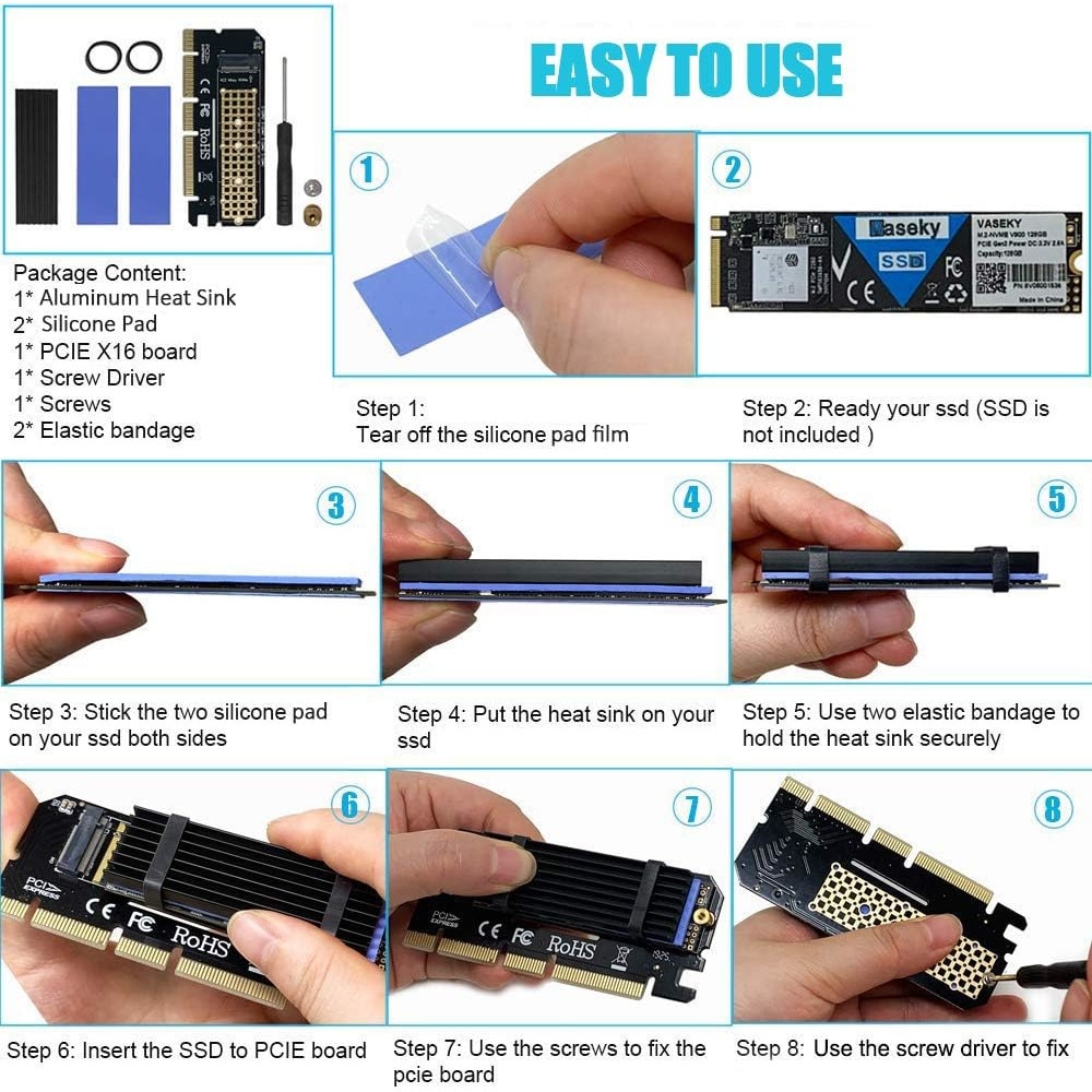 Adaptor M.2 NVME SSD la PCIe, JENUOS®, Cu radiator din aluminiu si ...