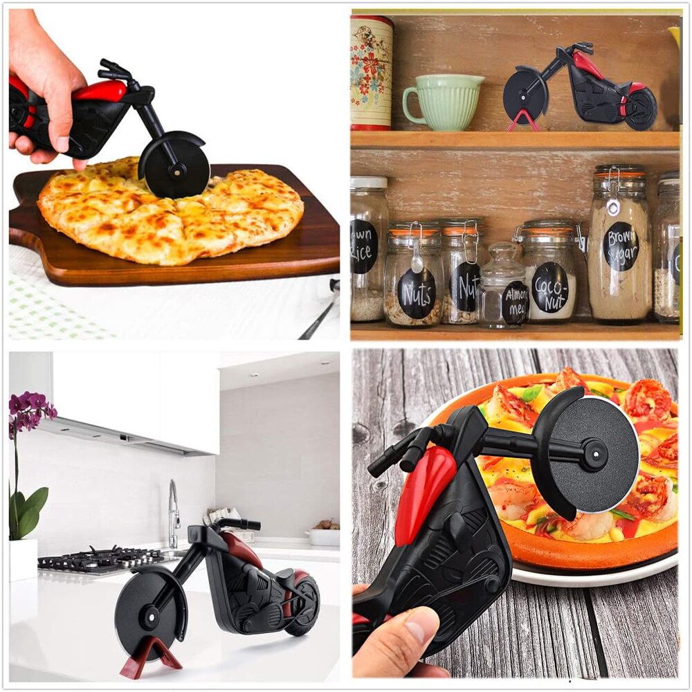 Instrument de taiat pizza, JESWO, Otel inoxidabil/Plastic, Negru/Rosu ...