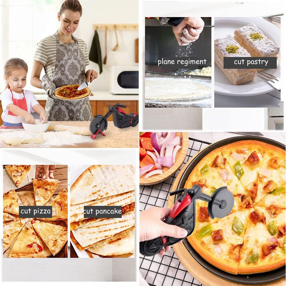 Instrument de taiat pizza, JESWO, Otel inoxidabil/Plastic, Negru/Rosu ...
