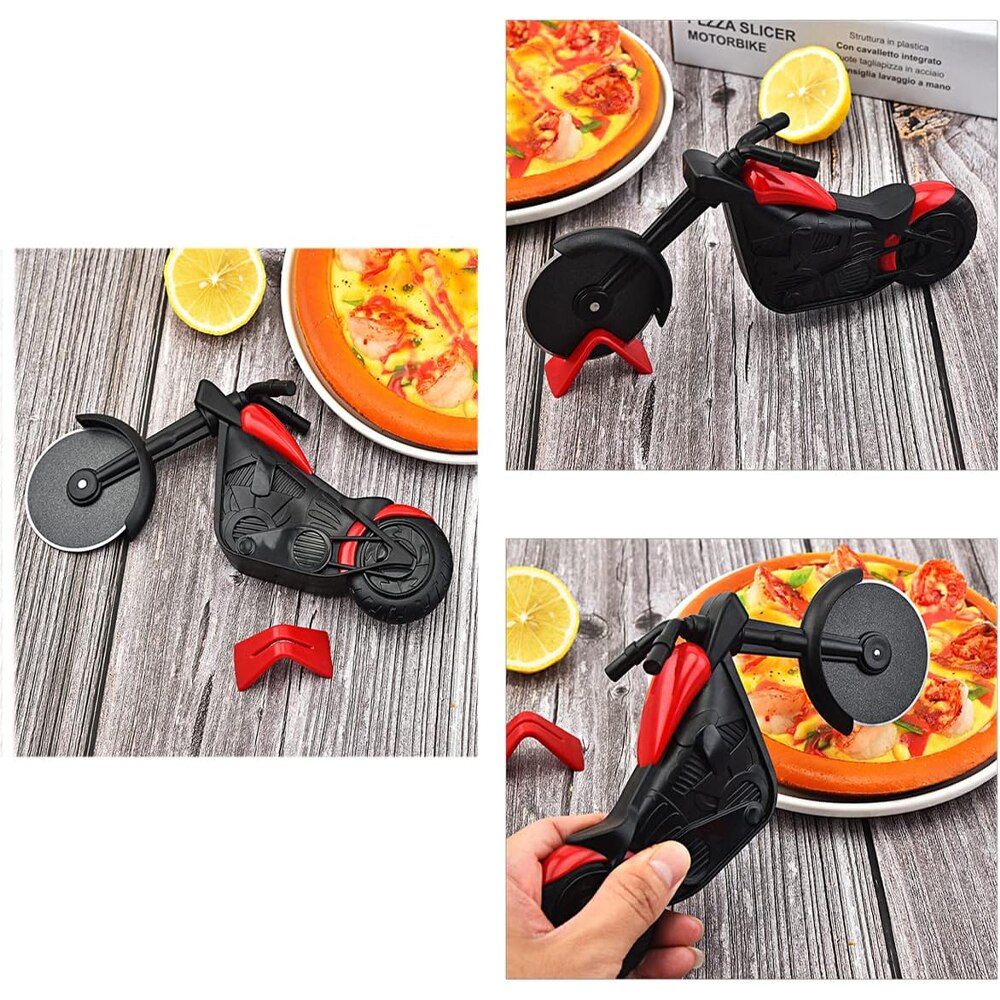 Instrument de taiat pizza, JESWO, Otel inoxidabil/Plastic, Negru/Rosu ...