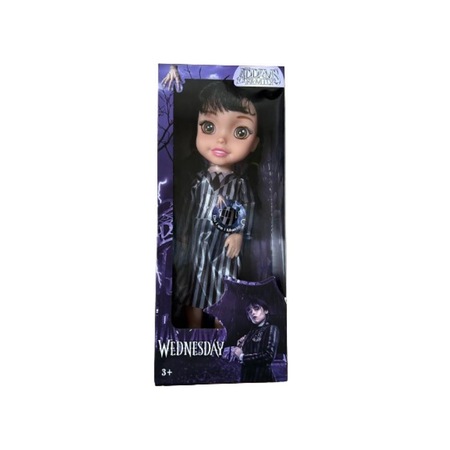 Papusa Wednesday Girls, 32cm, rochita neagra / gri - eMAG.ro