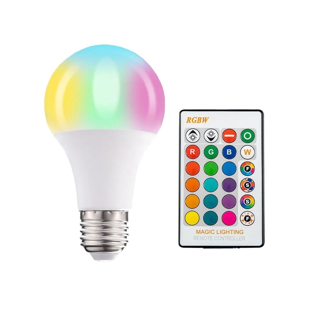 Bec Led RGB cu Telecomanda, Lumina Reglabila, 10 W, 16 Culori, 4 Tipuri ...