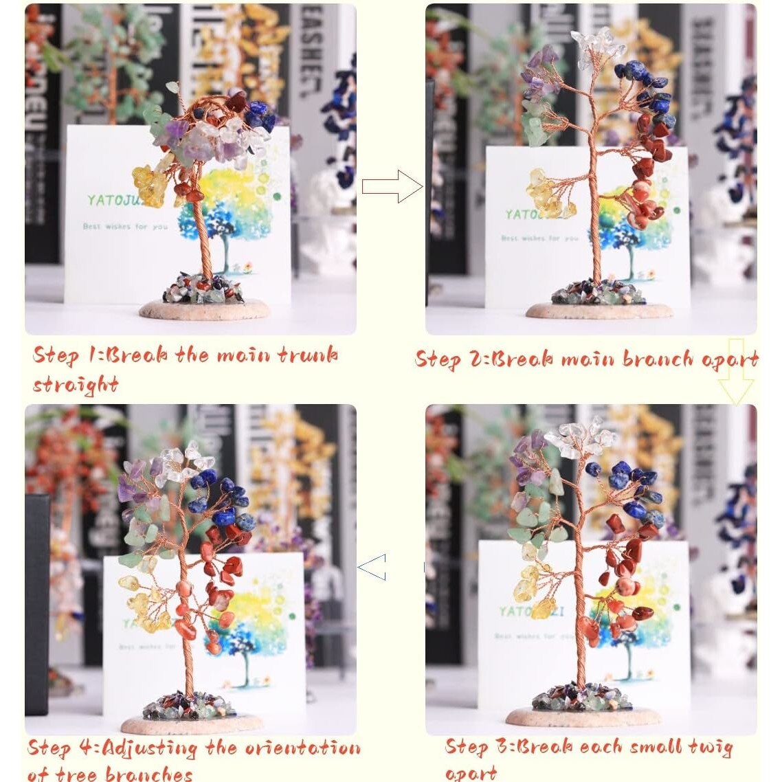 Copac pietre semipretioase 7 chakra in forma de inima – EZGETOP® Decor ...