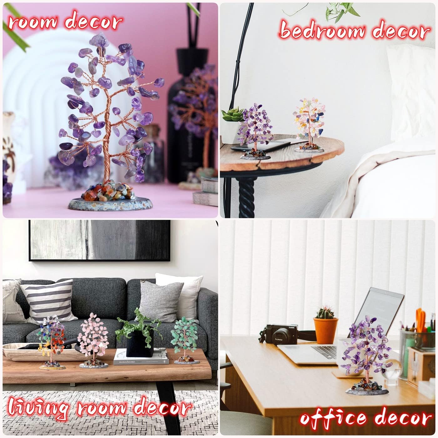 Copac pietre semipretioase 7 chakra in forma de inima – EZGETOP® Decor ...