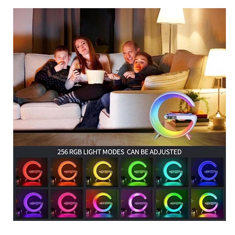 Lampa Smart LED RGB, BURRAQ difuzor Bluetooth, incarcator wireless ...