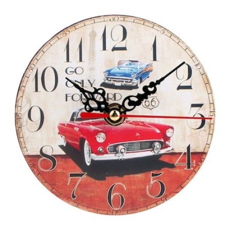 Ceas de perete mic rotund, Lemn, 12 cm, Multicolor - eMAG.ro