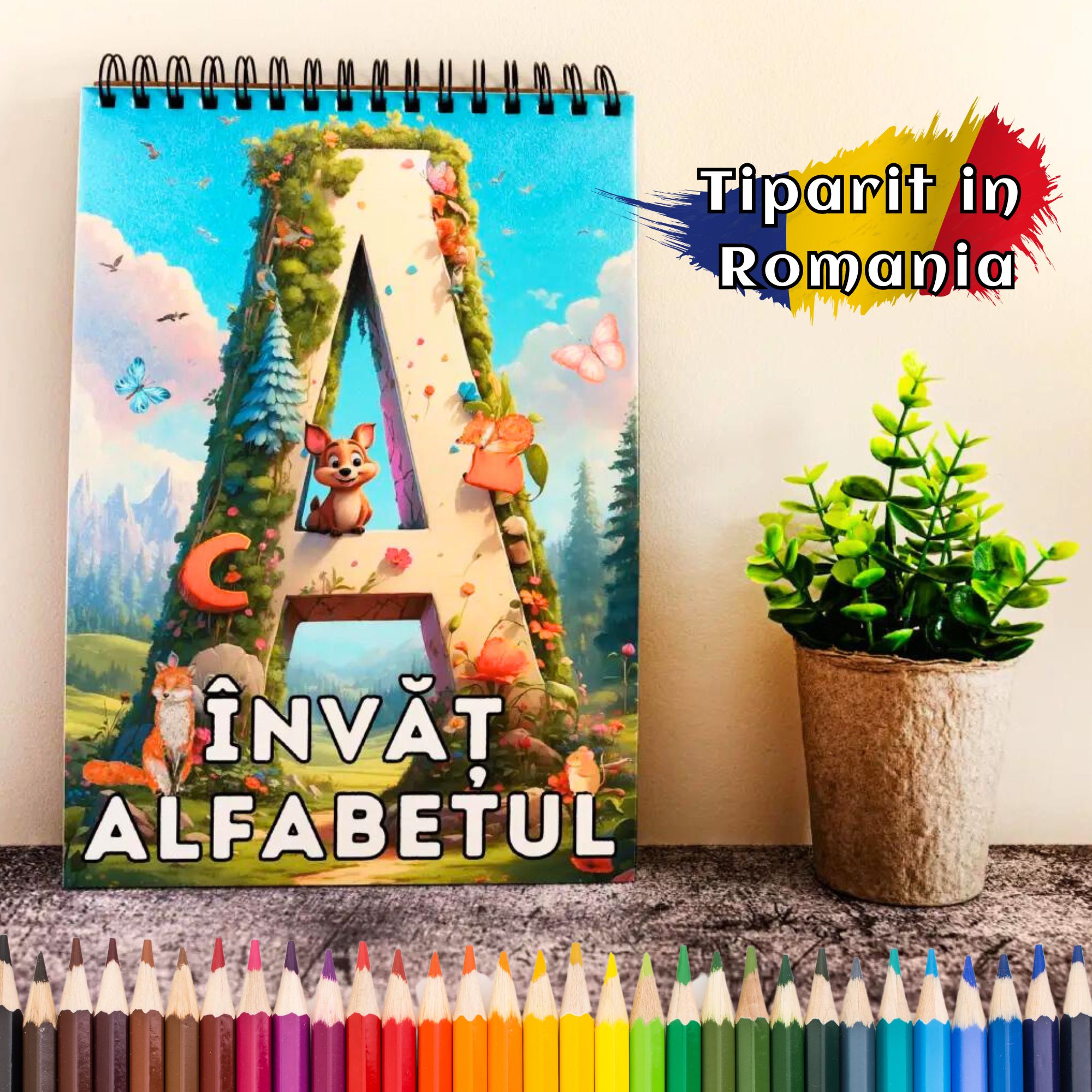 Invat alfabetul, Carte de colorat pentru copii cu litere din alfabet ...