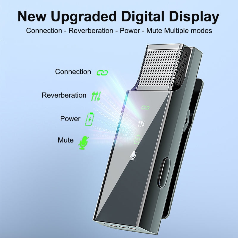 Set 2 microfoane lavalier fara fir, JESWO, Afisaj digital, 2.4G ...