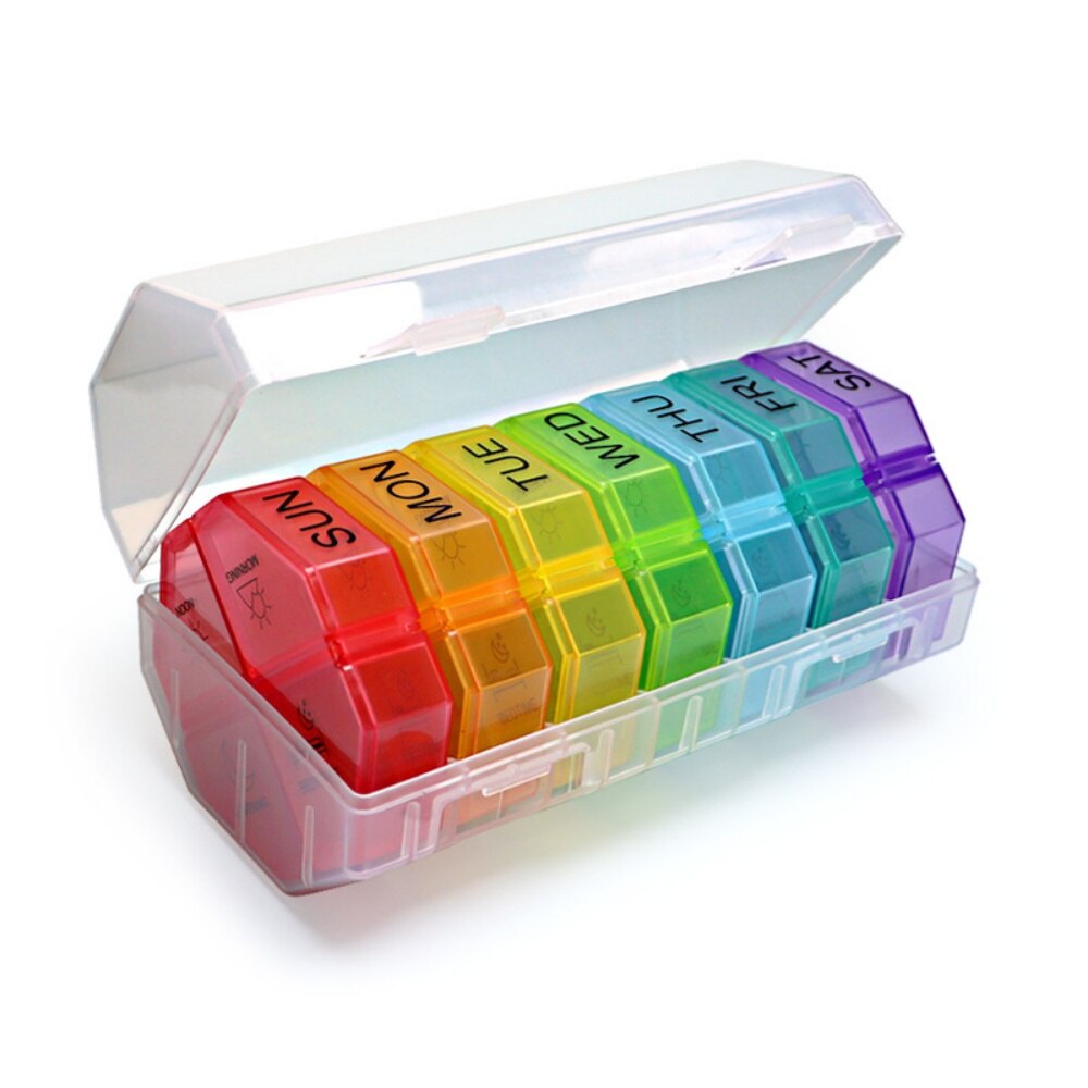 Organizator de pastile, JESWO, 7 zile, 28 de compartimente, Multicolor ...