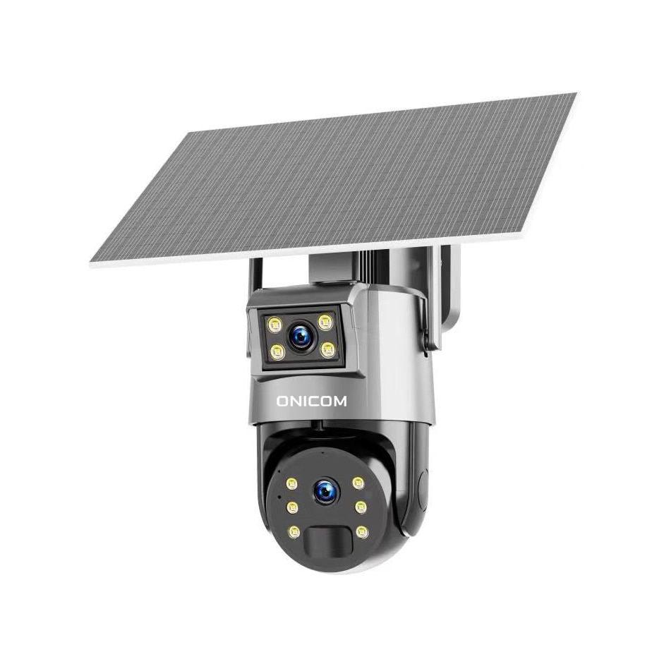 Camera de supraveghere dubla 4G cu panou solar, exterior/interior ...