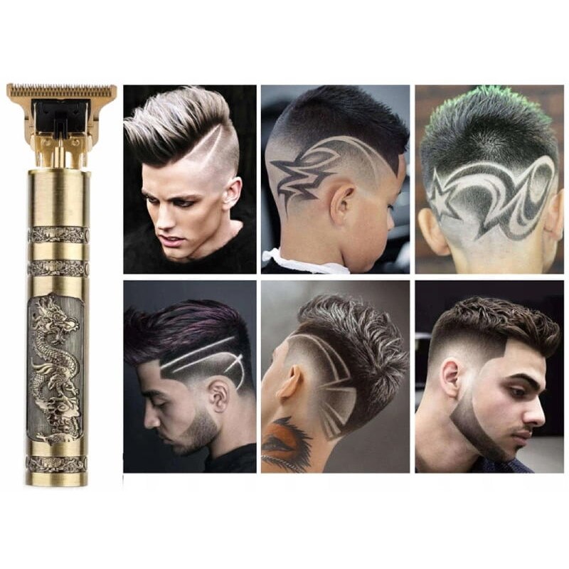 Aparat de tuns barba si par + 4 accesorii, XYZ, incarcare USB, auriu ...