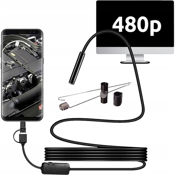 Set camera de inspectie endoscopica, XYZ, USB, LED, 3.5m, Negru - eMAG.ro