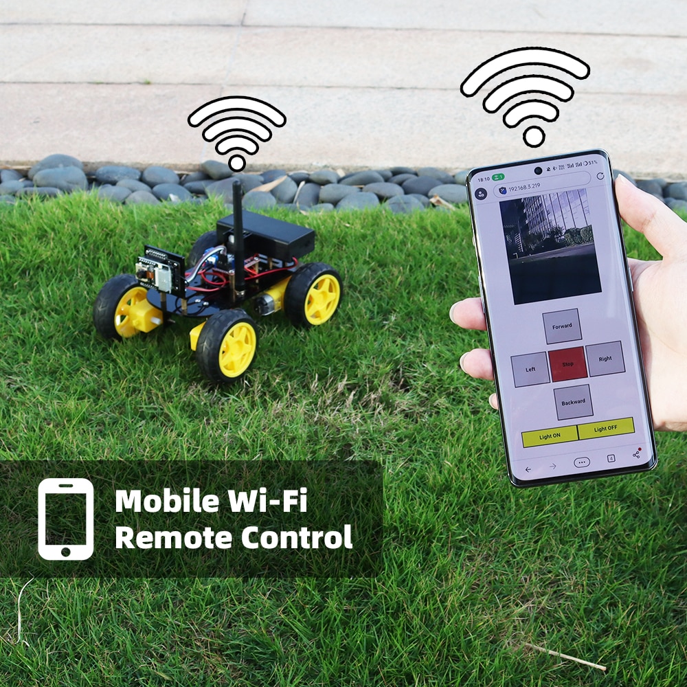 Kit Robot programabil 4WD, Camera, Controller ESP32, control WiFi ...