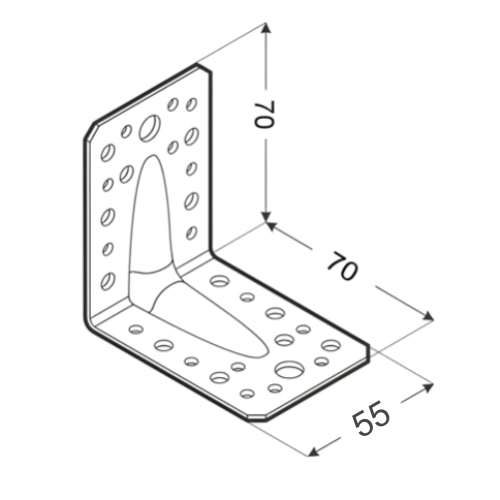 Set 50 coltare metalice perforate, 70x70x55 mm, cu nervura - eMAG.ro