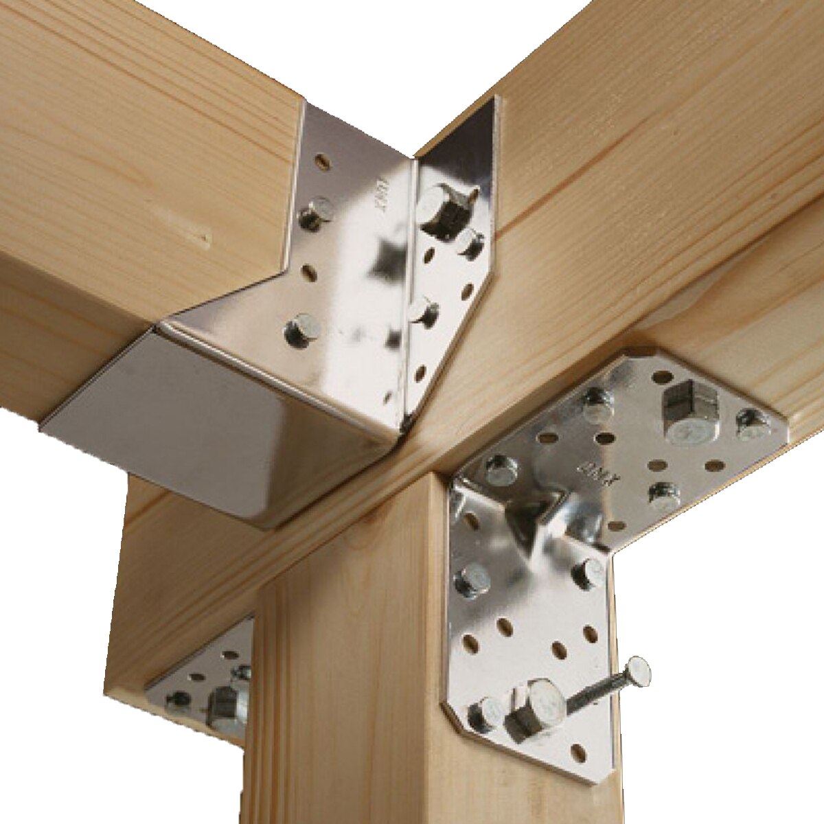 Set 50 coltare metalice perforate, 70x70x55 mm, cu nervura - eMAG.ro