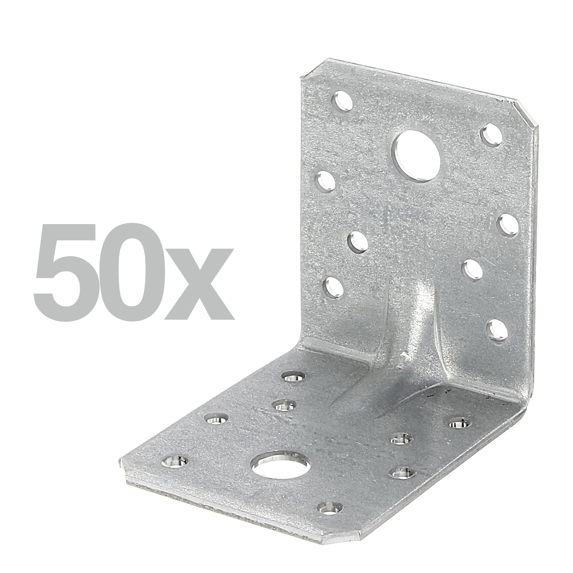 Set 50 coltare metalice perforate, 70x70x55 mm, cu nervura - eMAG.ro