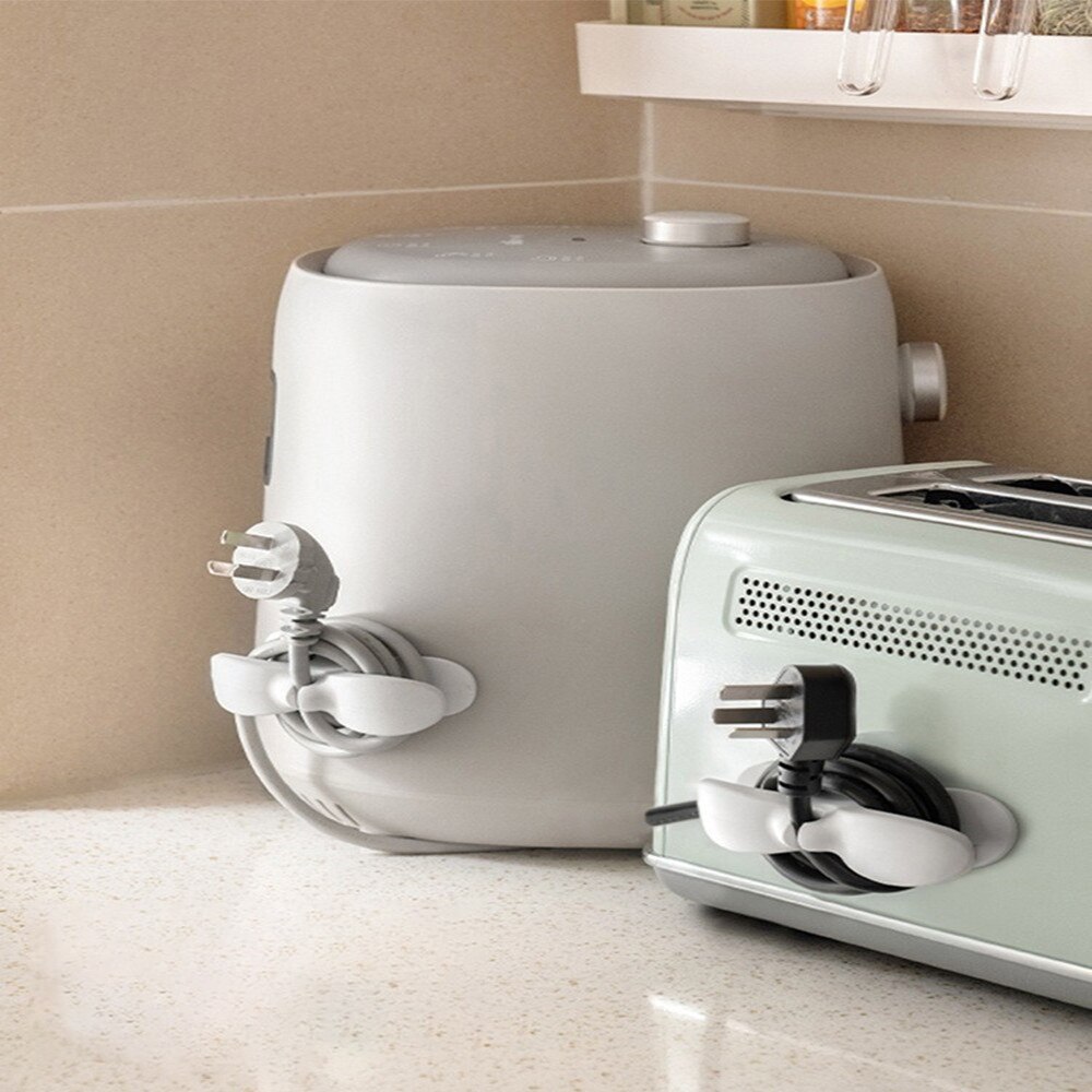 Set 5 accesorii de cabluri, Cauciuc, Alb - eMAG.ro