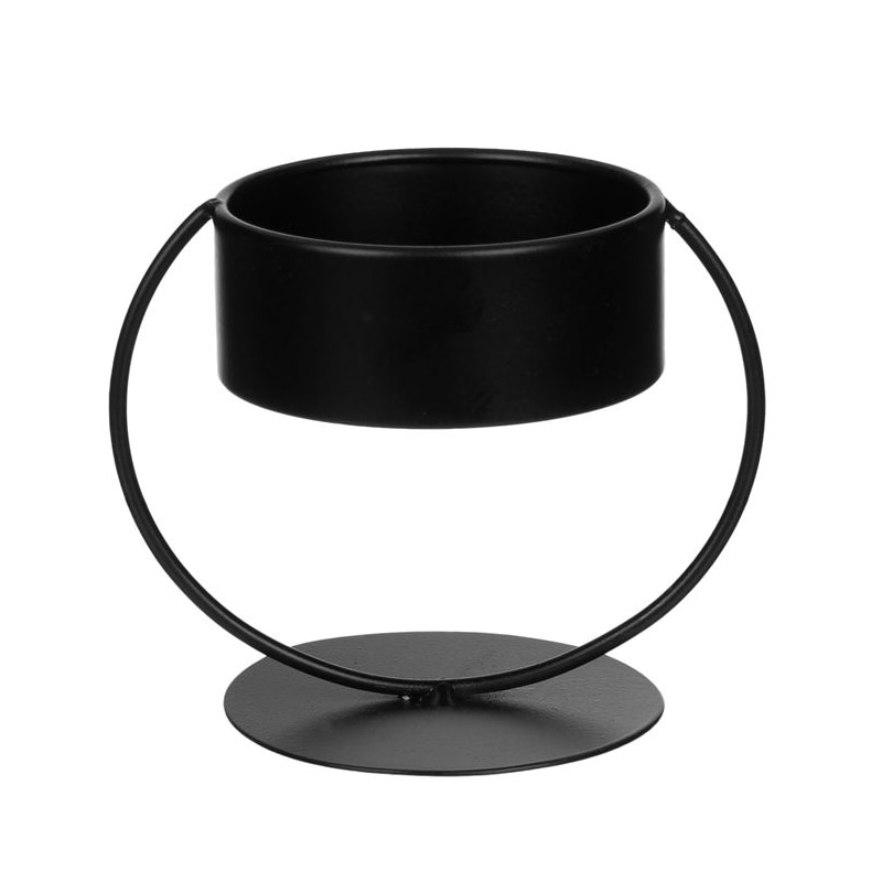 Suport Lumanare din metal cu baza rotunda, Negru, 9x11 cm, ATU-081351 ...