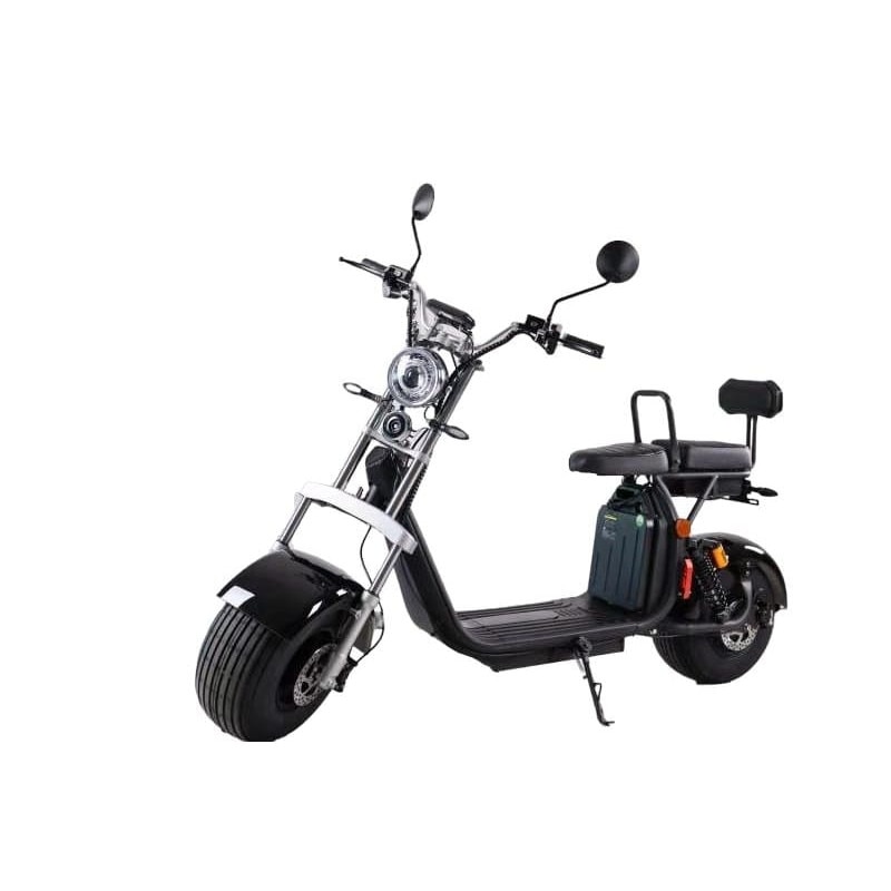 Scuter Electric Harley Negru, Motor 2000W, pentru 2 persoane, Suspensie ...