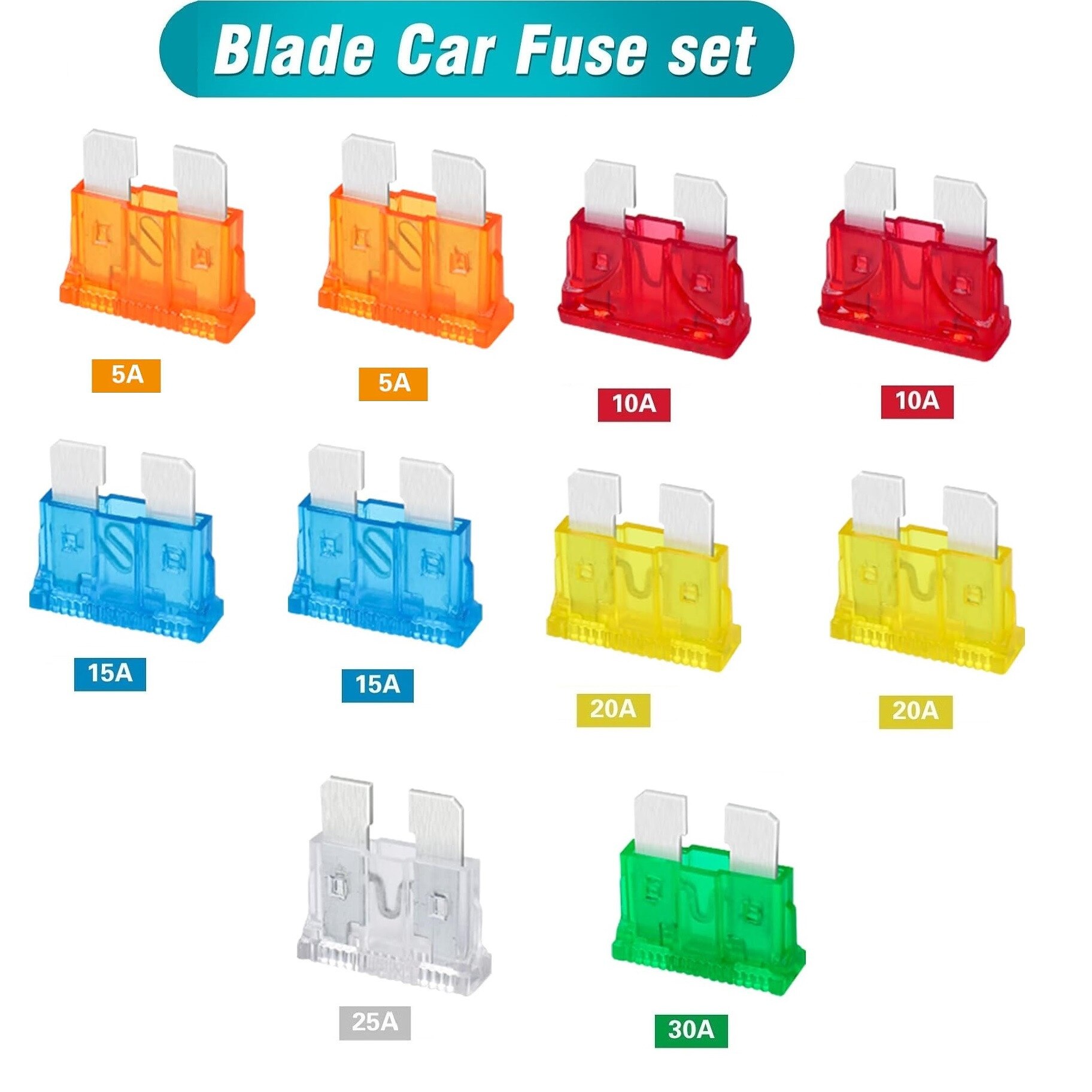 Set de 10 sigurante auto fuzibile, in blister 5-30A - eMAG.ro