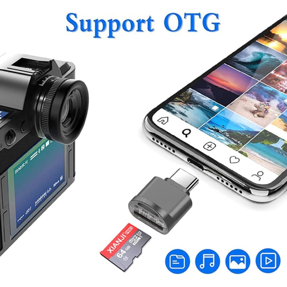 Set 2 Cititor card microSD - USB-C metalic argintiu ultraportabil ...