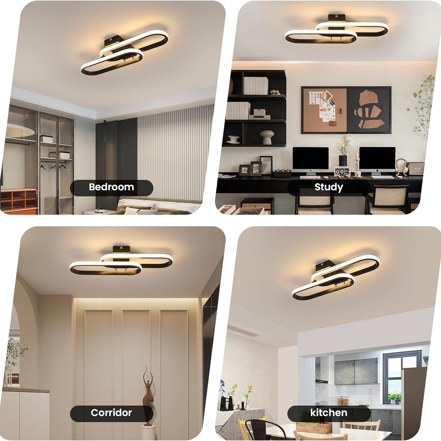 Plafoniera LED, 50.5*17*8cm, Lumina Calda, 32W, 220V, Negru - eMAG.ro