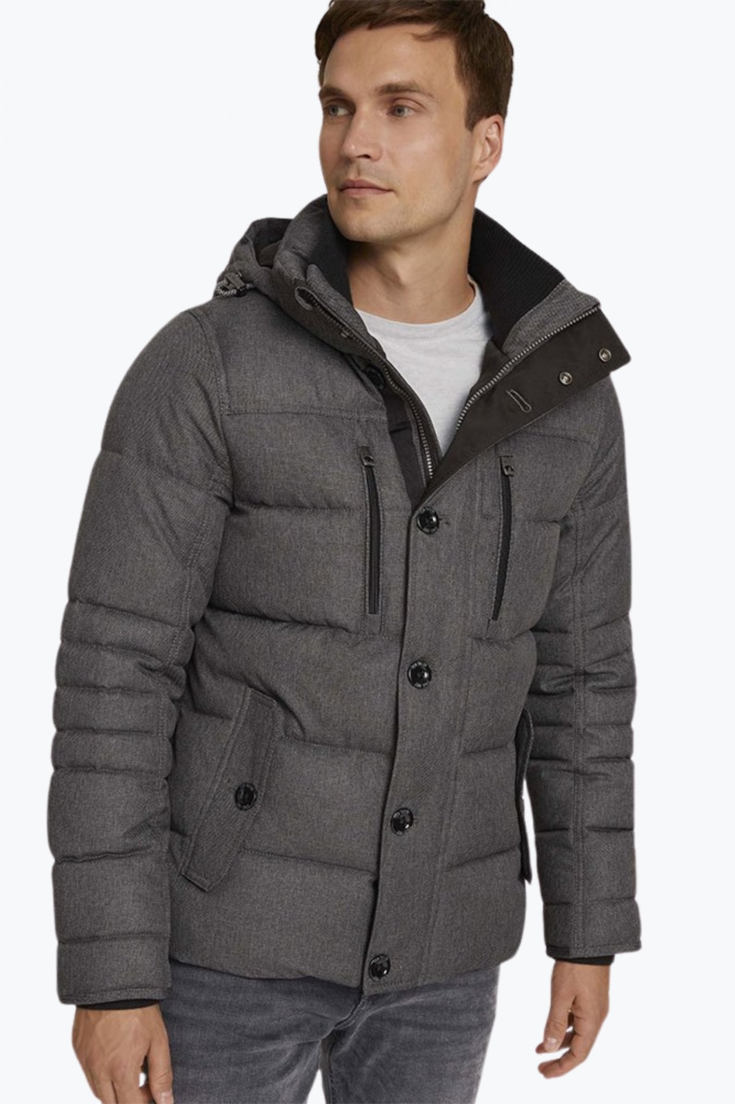 Geaca barbati de iarna cu dubla inchidere si multe buzunare Tom Tailor ...