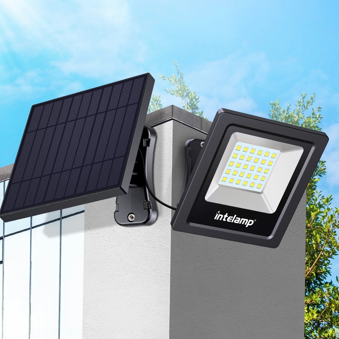 Proiector solar Caracas, lumina alba 5500K, IP65, lungime cablu 5M ...