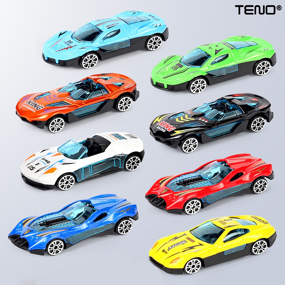 Set Camion Trailer de Jucarie pentru Transport Masinute de Curse Teno ...