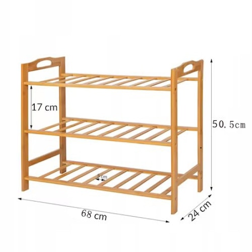 Pantofar din lemn cu 3 rafturi, 68x50.8cm, bambus natur - eMAG.ro
