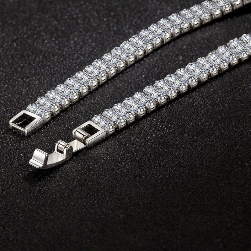 Bratara personalizata cu lant gros, argint S925, zircon, platina, 17.5cm - eMAG.ro