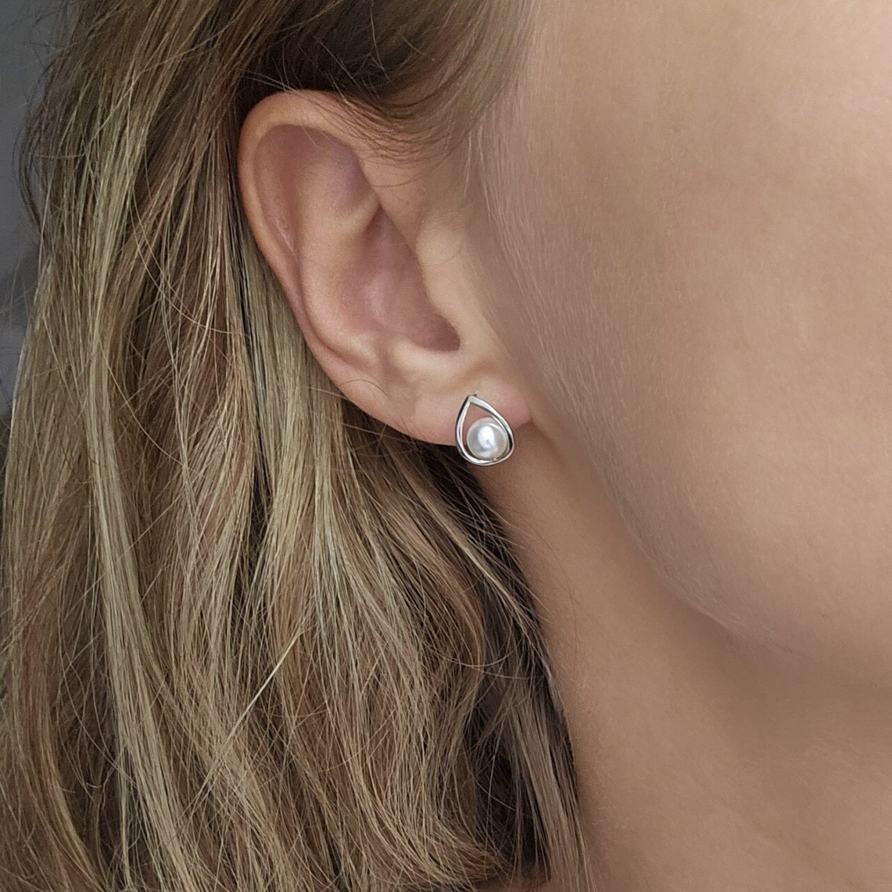 Cercei din argint cu perla alba, Deea - eMAG.ro