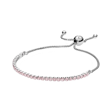 Bratara Pandora Tenis Roz tip Snake cu Pave Stralucitor Argint 925 ...