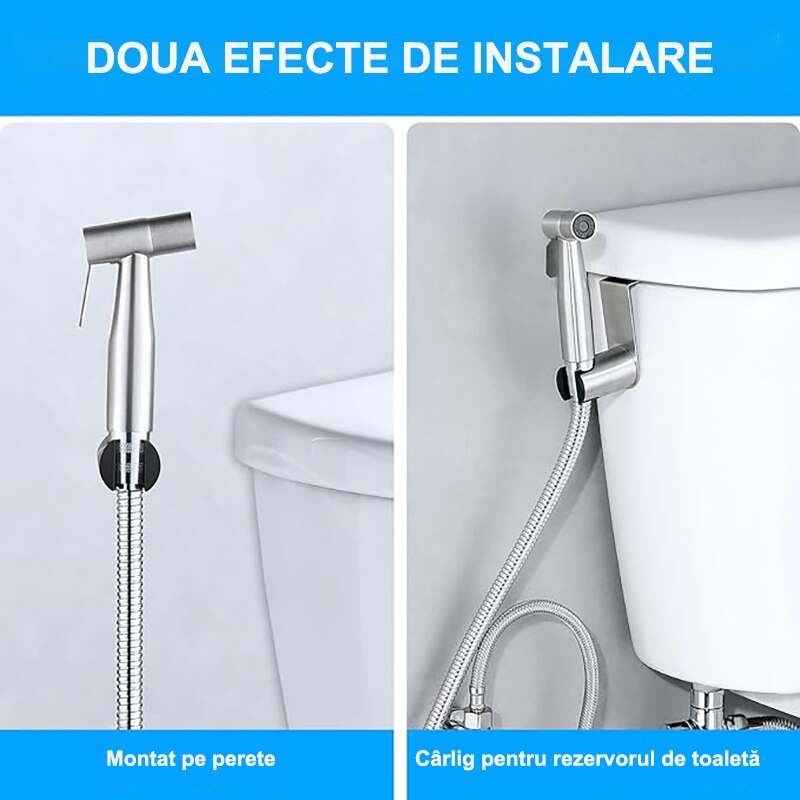 Pulverizator de bideu pentru toaleta, Otel inoxidabil, Argintiu - eMAG.ro