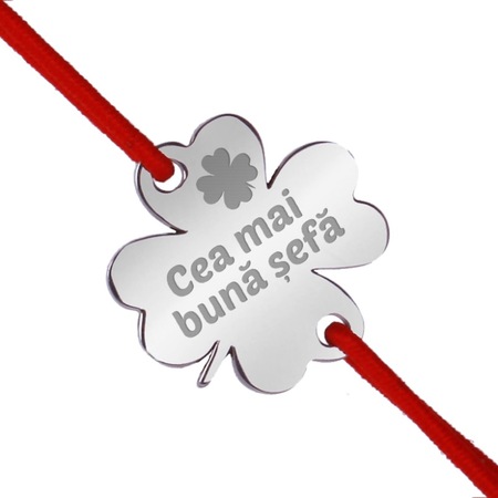 Martisor Bratara Inox Trifoi Argintiu Cea mai buna Sefa - eMAG.ro