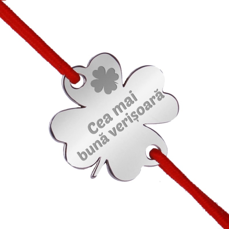 Martisor Bratara Inox Trifoi Argintiu Cea mai buna Verisoara - eMAG.ro