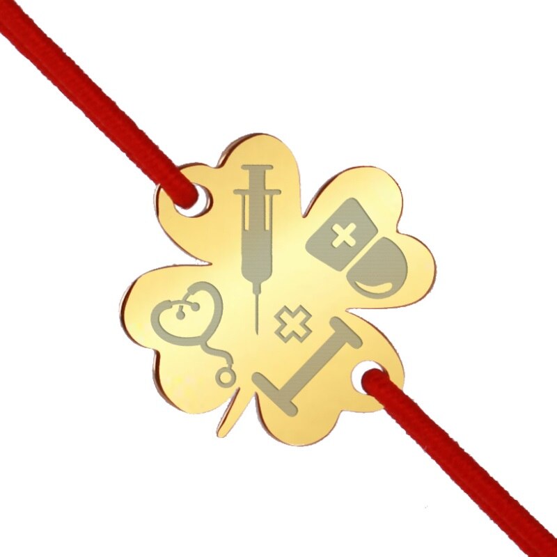 Martisor Bratara Inox Trifoi Auriu Simboluri Medicale - eMAG.ro
