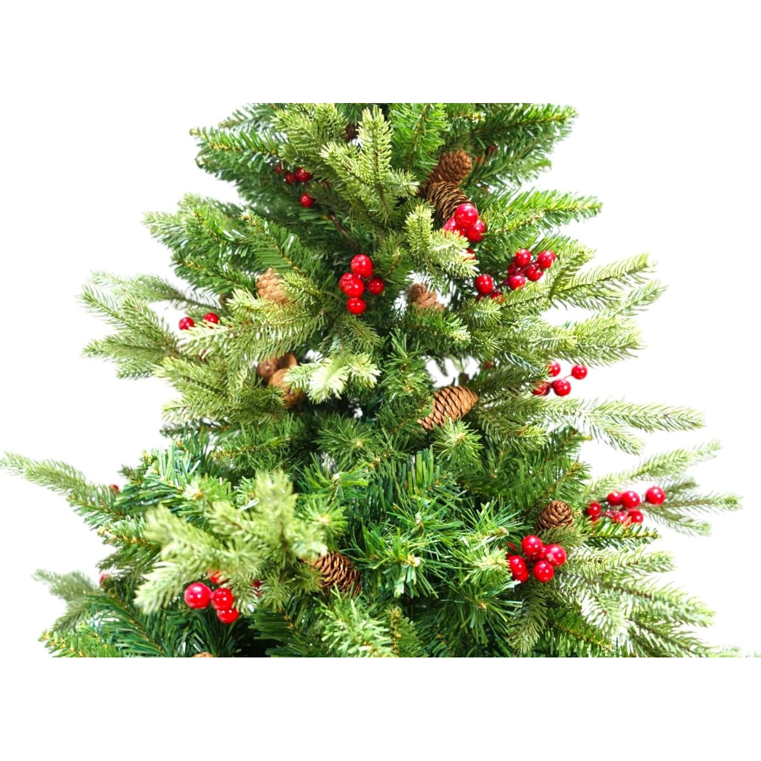 Brad Artificial de Craciun cu 774 ramuri, 180 cm, decorat cu merisoare ...