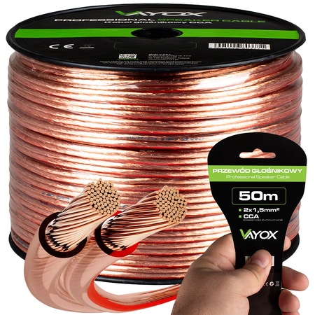 Cablu pentru boxe 50m Vayox VA0227, profesional, CCA, OFC, audio ...